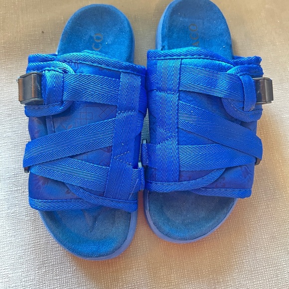 Shoes | Draco Cobalt Blue Woven Slide Sandals Boho Chic Comfort Slides ...